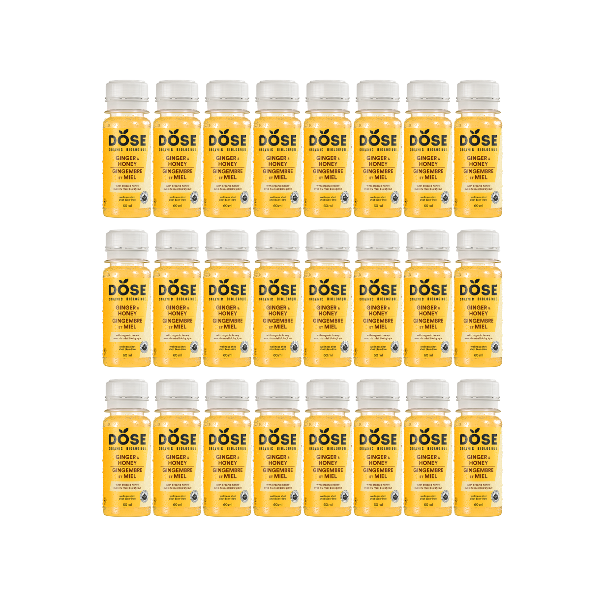 GINGER & HONEY - 24 organic cold pressed shots 60ml - Dose Juice
