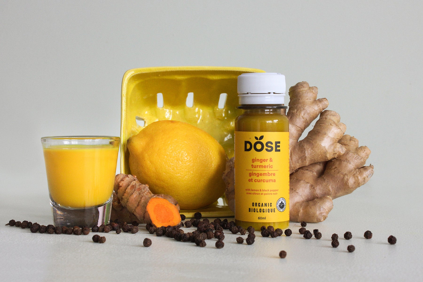 GINGER & TURMERIC 60ml - Organic cold pressed shot - Dose Juice